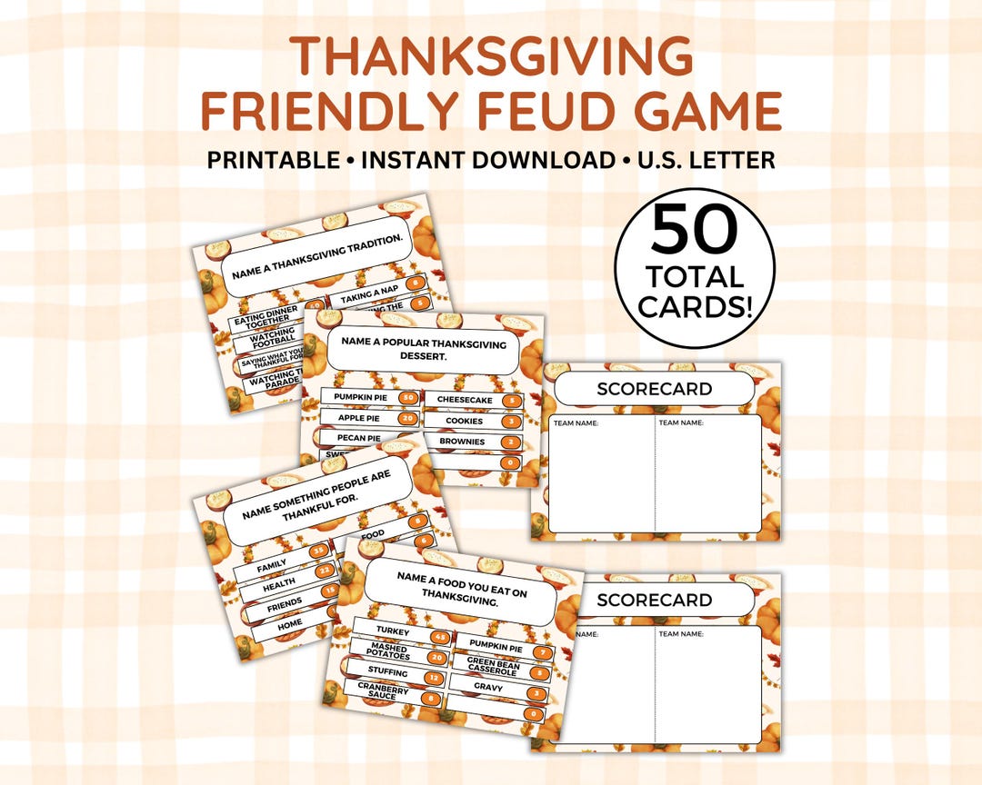 Thanksgiving Friendly Feud Game, Family Friendly Feud, Thanksgiving ...