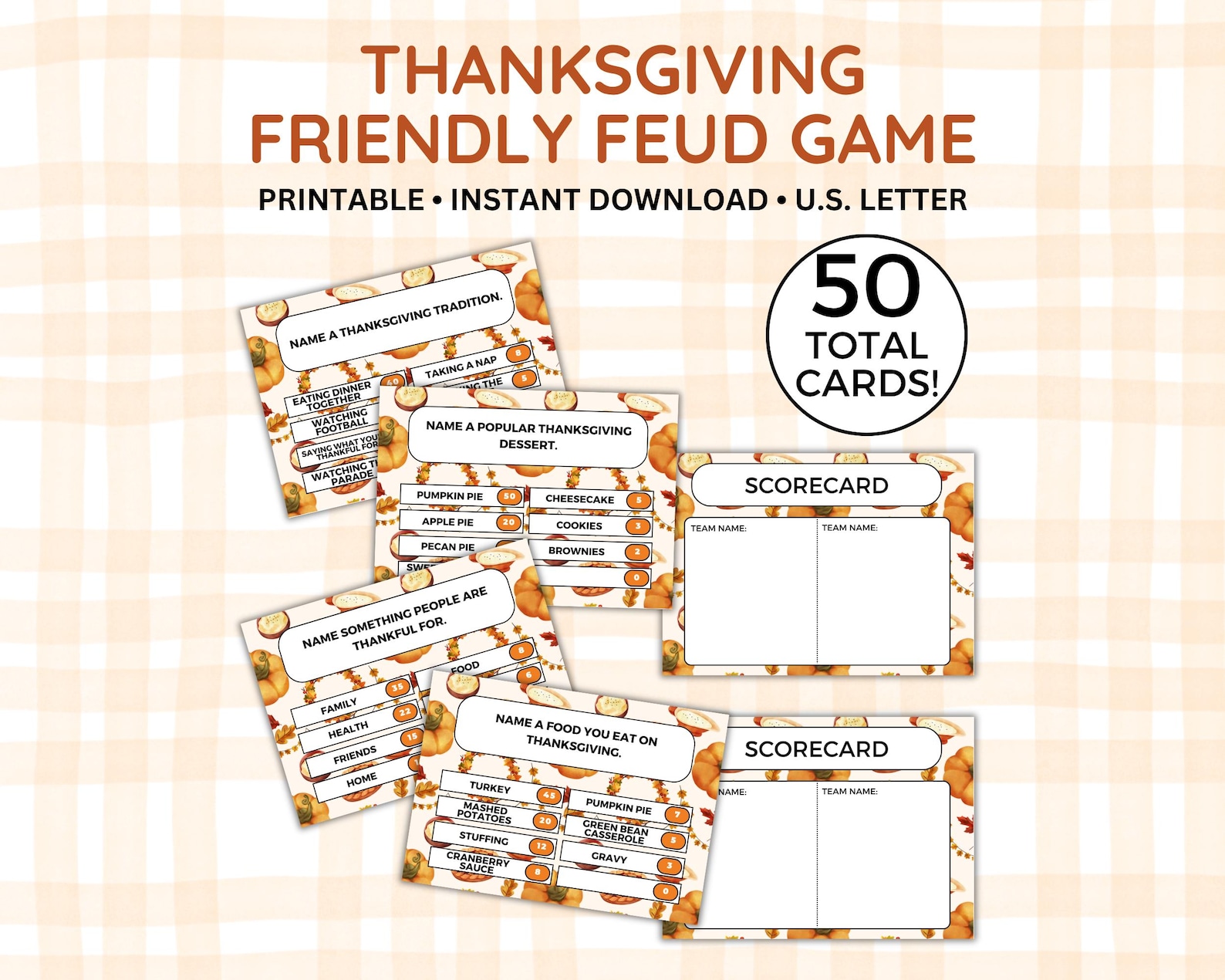 Thanksgiving Friendly Feud Game, Family Friendly Feud, Thanksgiving ...