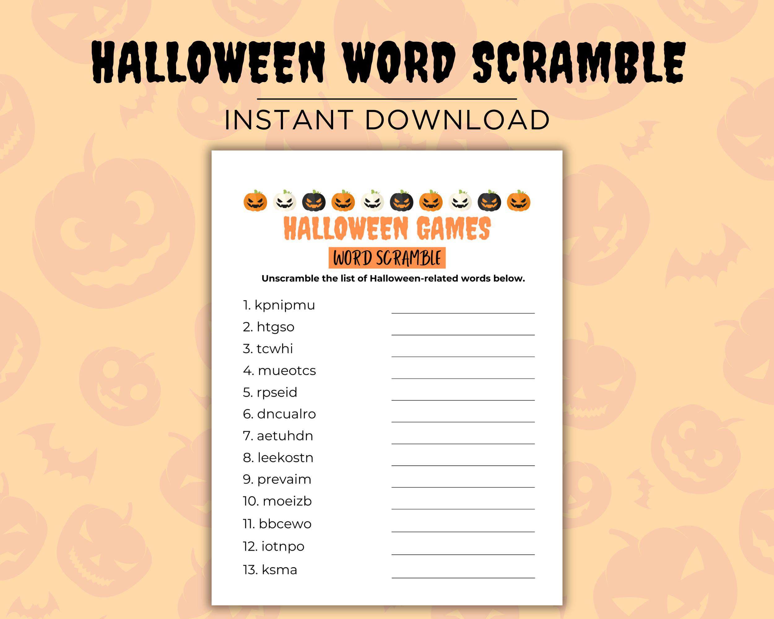 Halloween Word Scramble, Printable Halloween Word Scramble Game ...