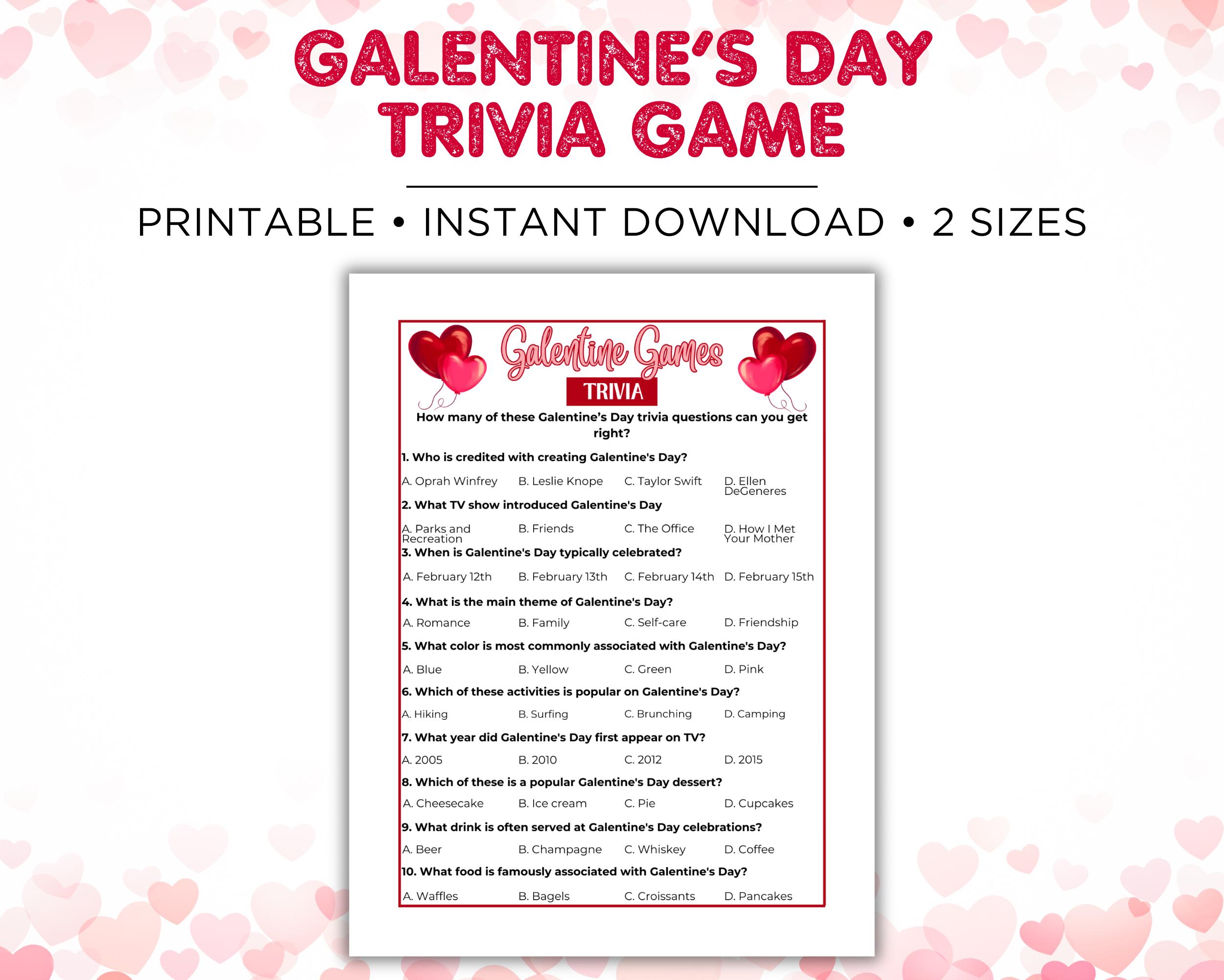 Galentine's Day Trivia, Galentines Trivia, Galentine Day Trivia ...