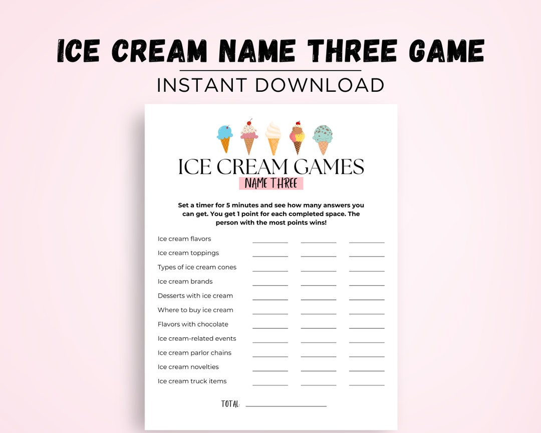 Ice Cream Name Three Game, Ice Cream Think Fast Game, Ice Cream Game ...