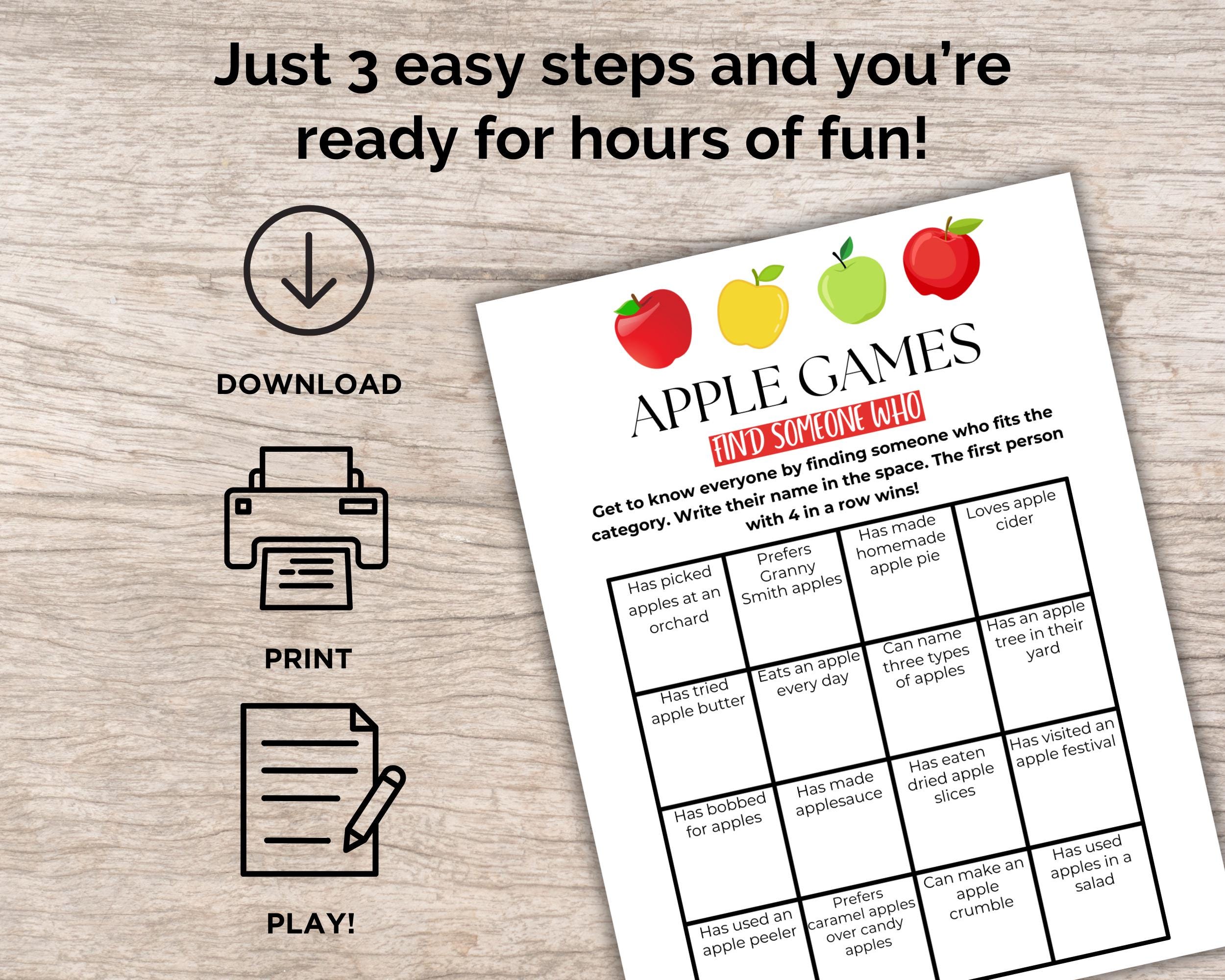 Apple Find Someone Who Game, Apple Game, Apple Activity, Apple Party ...