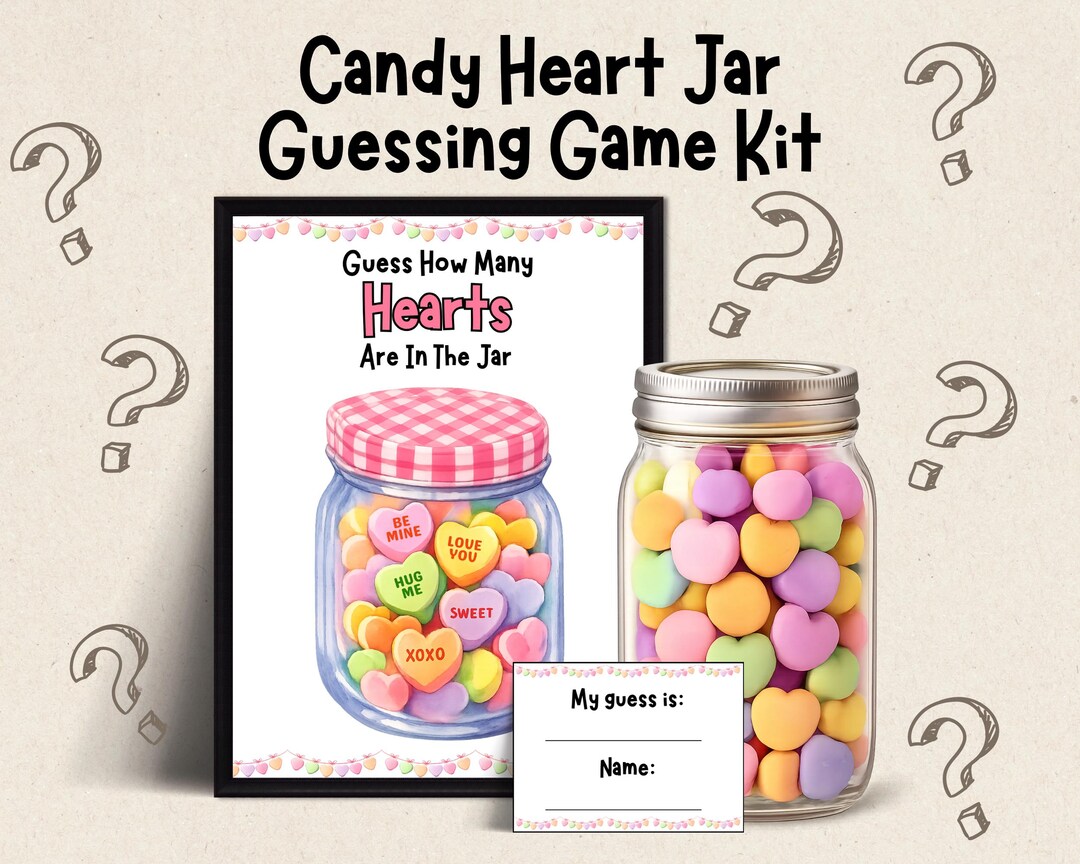 Valentine's Day Candy Jar Guessing Game, Valentine Guess How Many ...