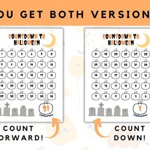 Halloween Countdown Printable, Countdown to Halloween, Halloween Advent ...