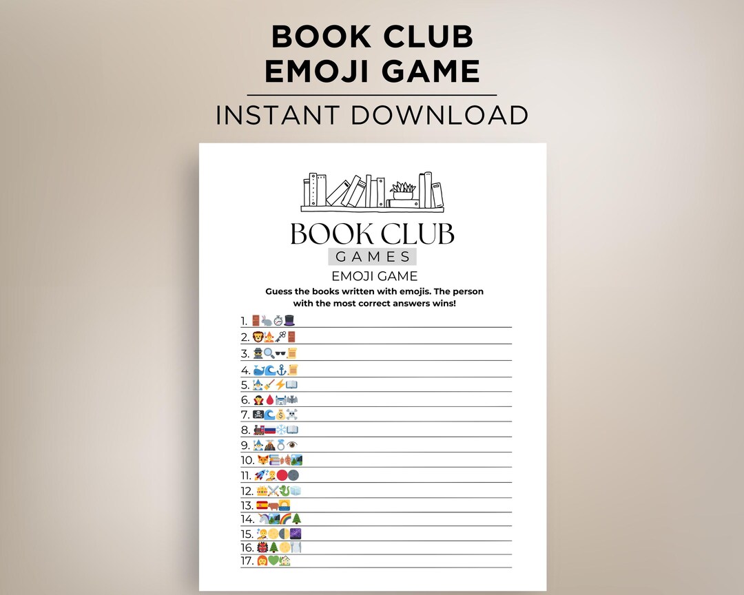 Book Club Emoji Game, Book Title Emoji Game, Emoji Guessing Game, Book ...