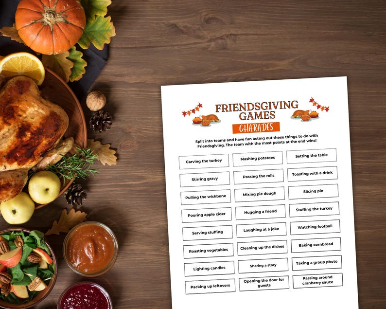 Friendsgiving Charades, Friendsgiving Game, Printable Charades ...