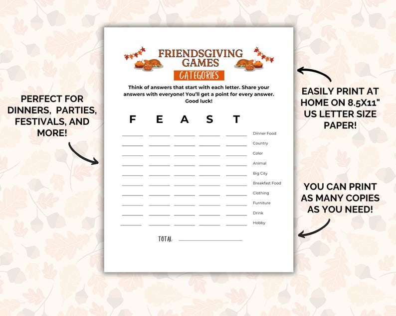 Friendsgiving Games, Friendsgiving Games for Adults, Teens, Kids ...