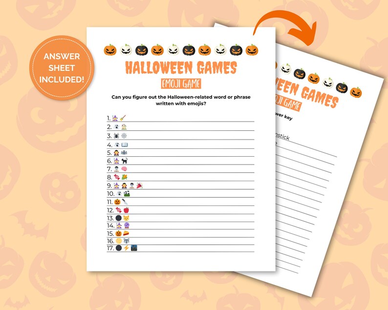 Halloween Emoji Game, Halloween Emoji Guessing Game, Halloween Party ...