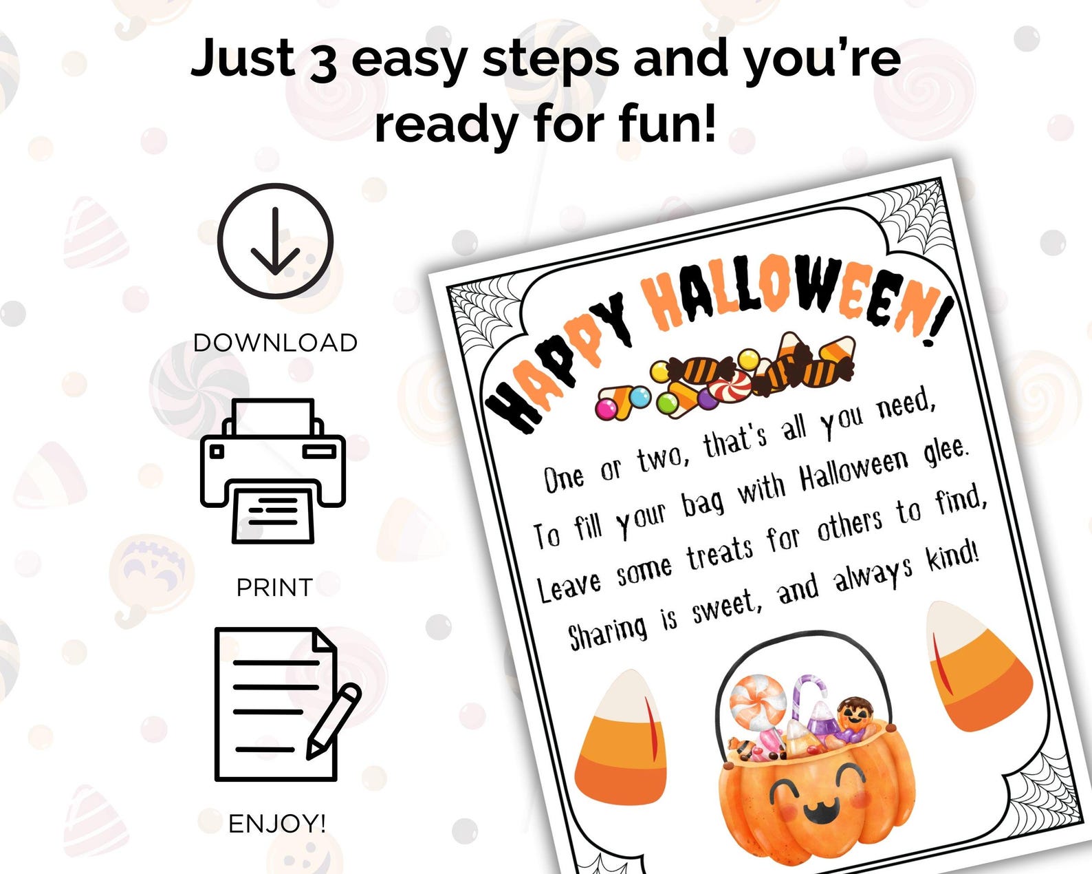 Halloween Candy Bowl Sign, Trick or Treat Sign, Halloween Porch Sign ...