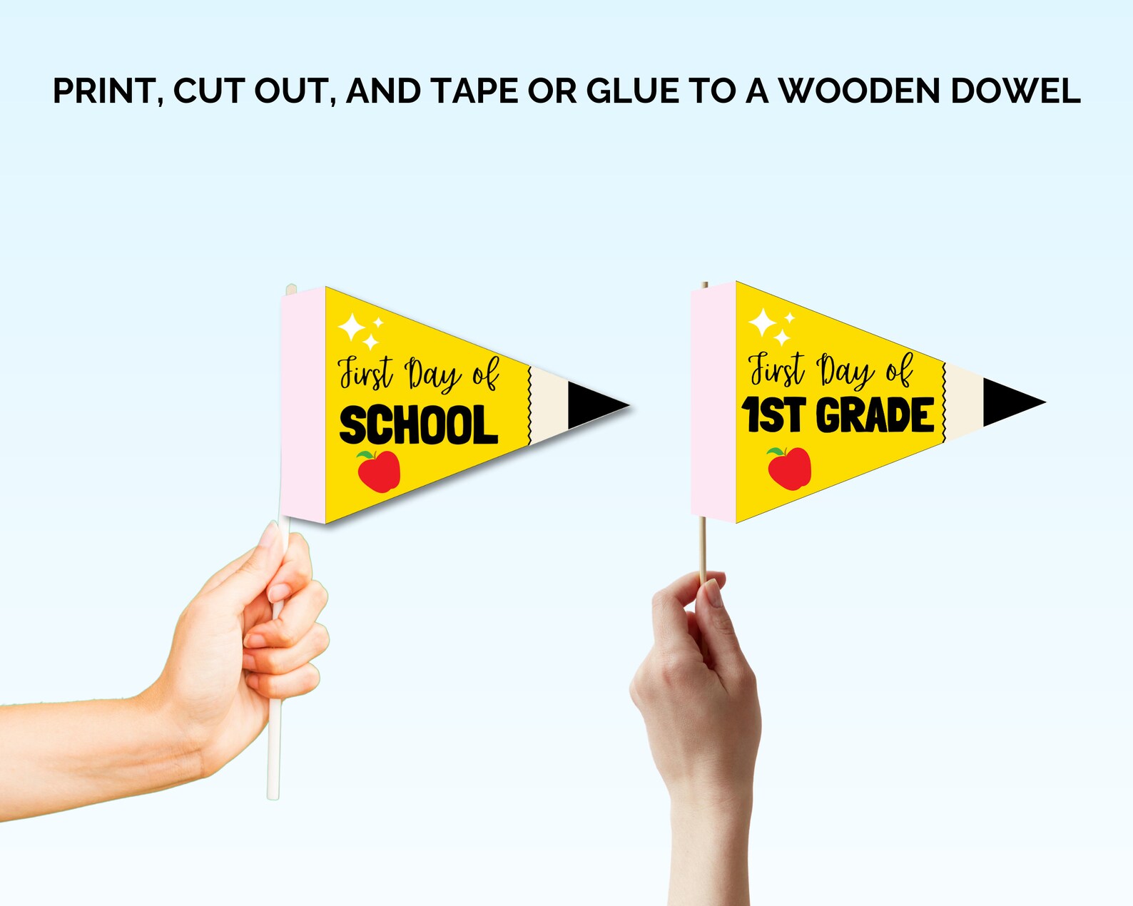 First Day of 1st Grade Pennant Flags, Printable Back to School Flags ...