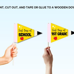 First Day of 1st Grade Pennant Flags, Printable Back to School Flags ...