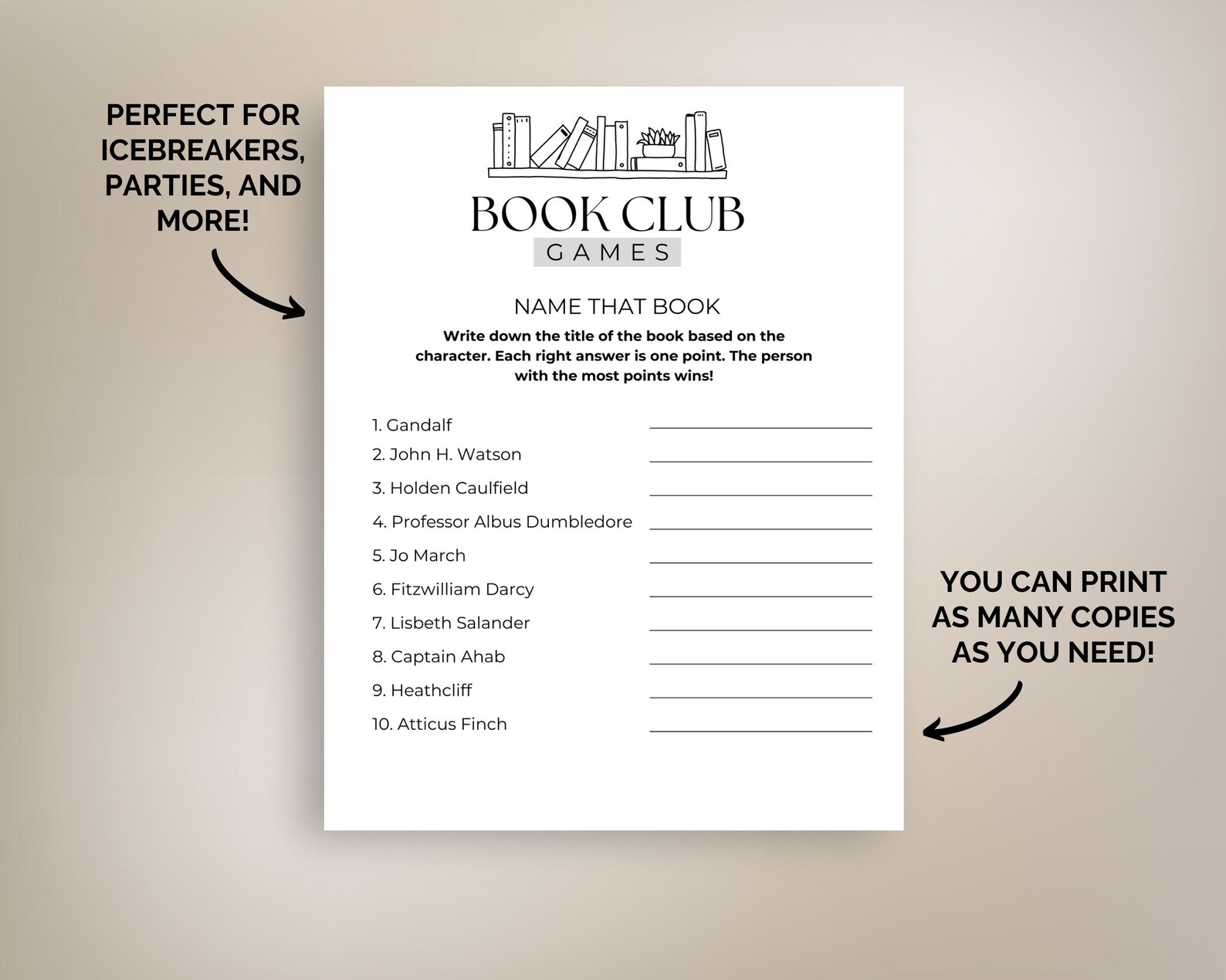 Book Club Name That Book Game, Book Club Icebreaker Game, Book Club ...