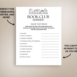 Book Club Name That Book Game, Book Club Icebreaker Game, Book Club ...
