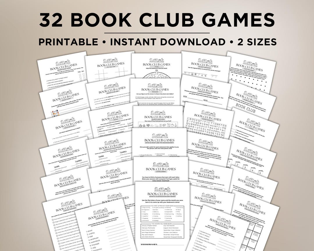 Book Club Games, Book Club Icebreakers, Book Club Activities, Printable ...