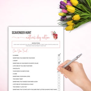 Mother's Day Scavenger Hunt Game, Mother's Day Treasure Hunt, Mother's ...