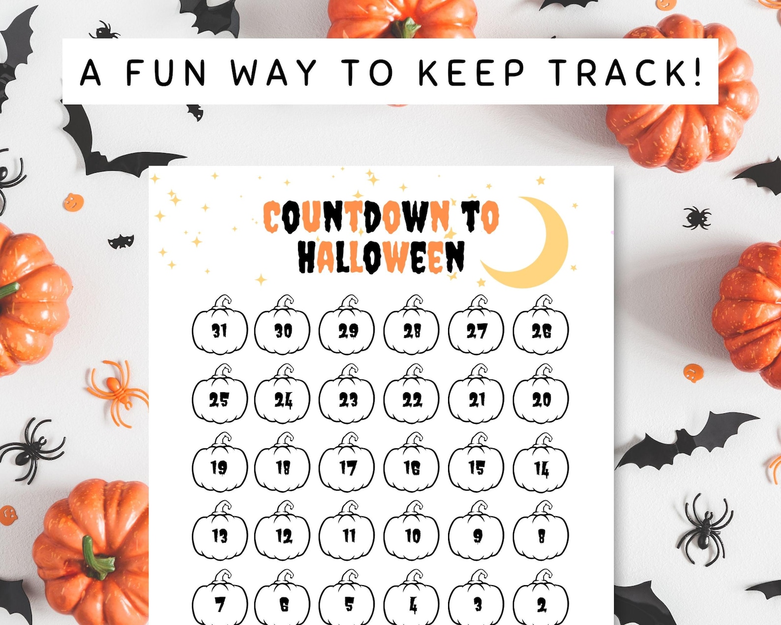Halloween Countdown Printable, Countdown to Halloween, Halloween Advent ...