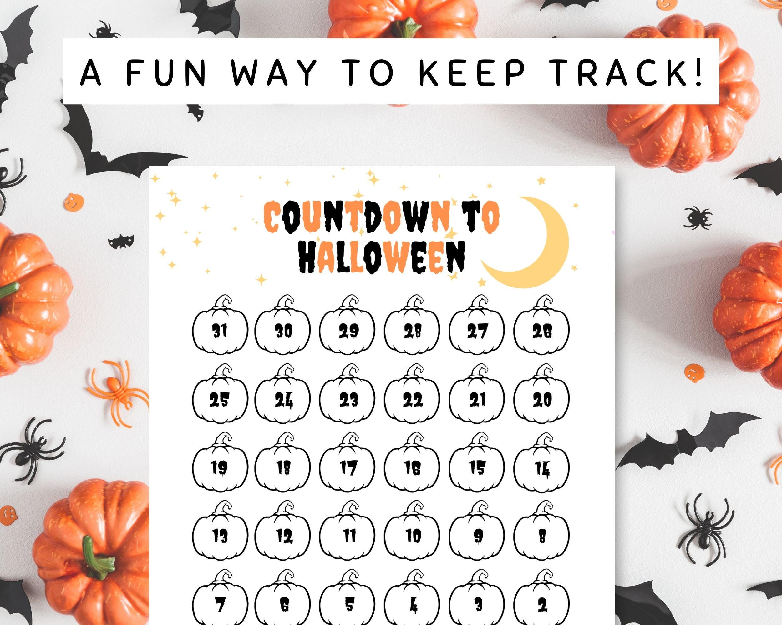 Halloween Countdown Printable, Countdown to Halloween, Halloween Advent ...