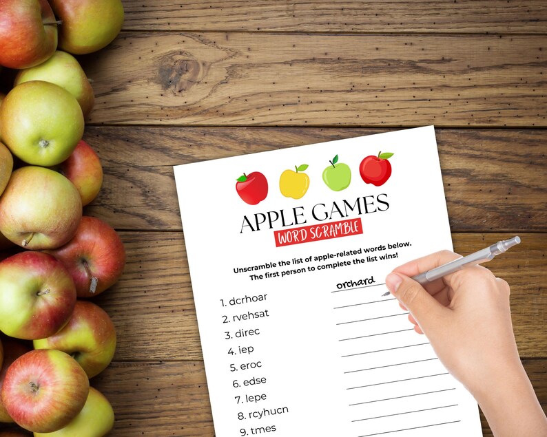 Apple Word Scramble, Apple Word Scramble Game, Apple Party Game, Fall ...