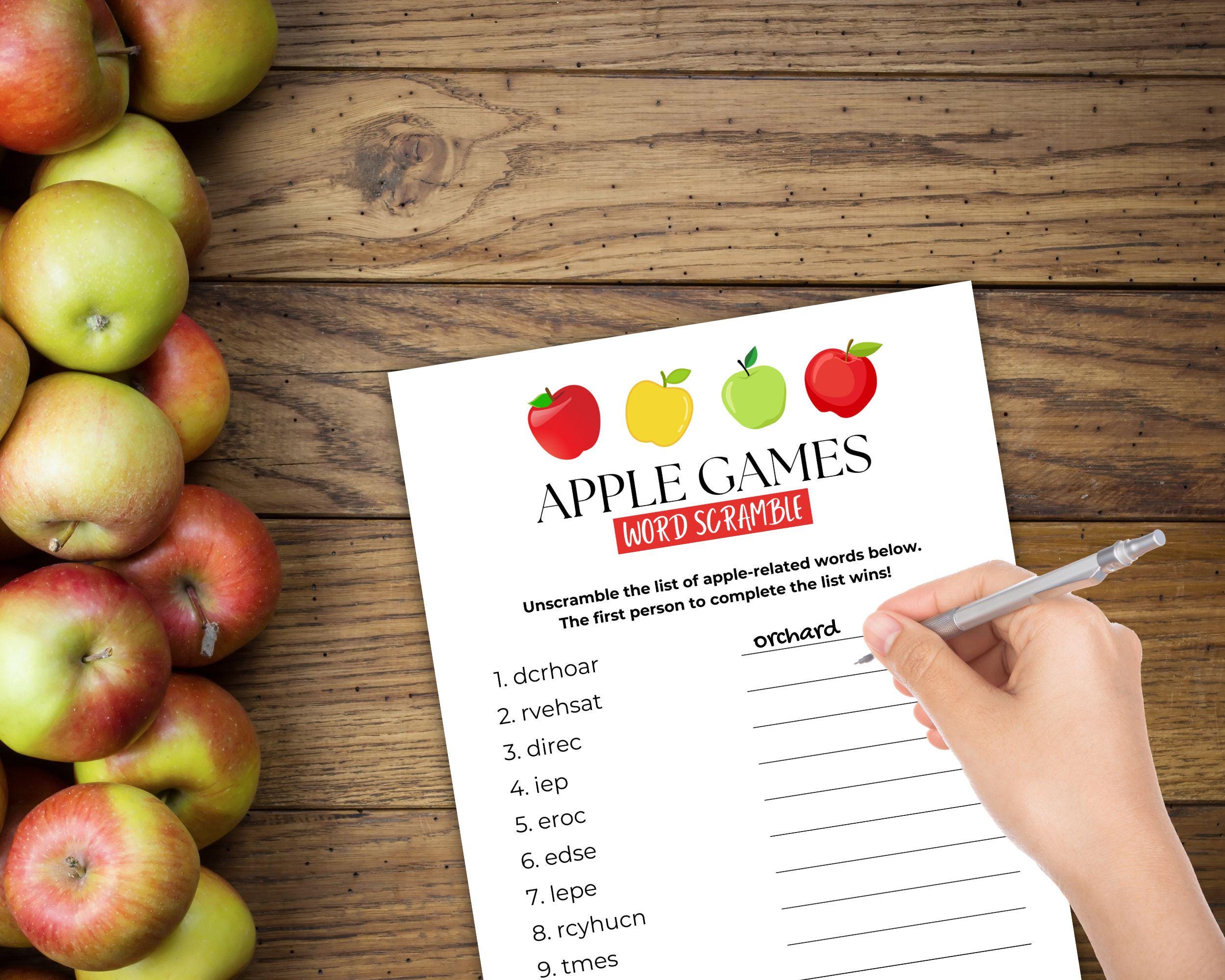 Apple Word Scramble, Apple Word Scramble Game, Apple Party Game, Fall ...