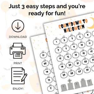 Halloween Countdown Printable, Countdown to Halloween, Halloween Advent ...