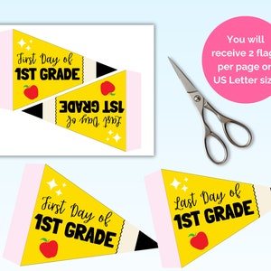 First Day of 1st Grade Pennant Flags, Printable Back to School Flags ...