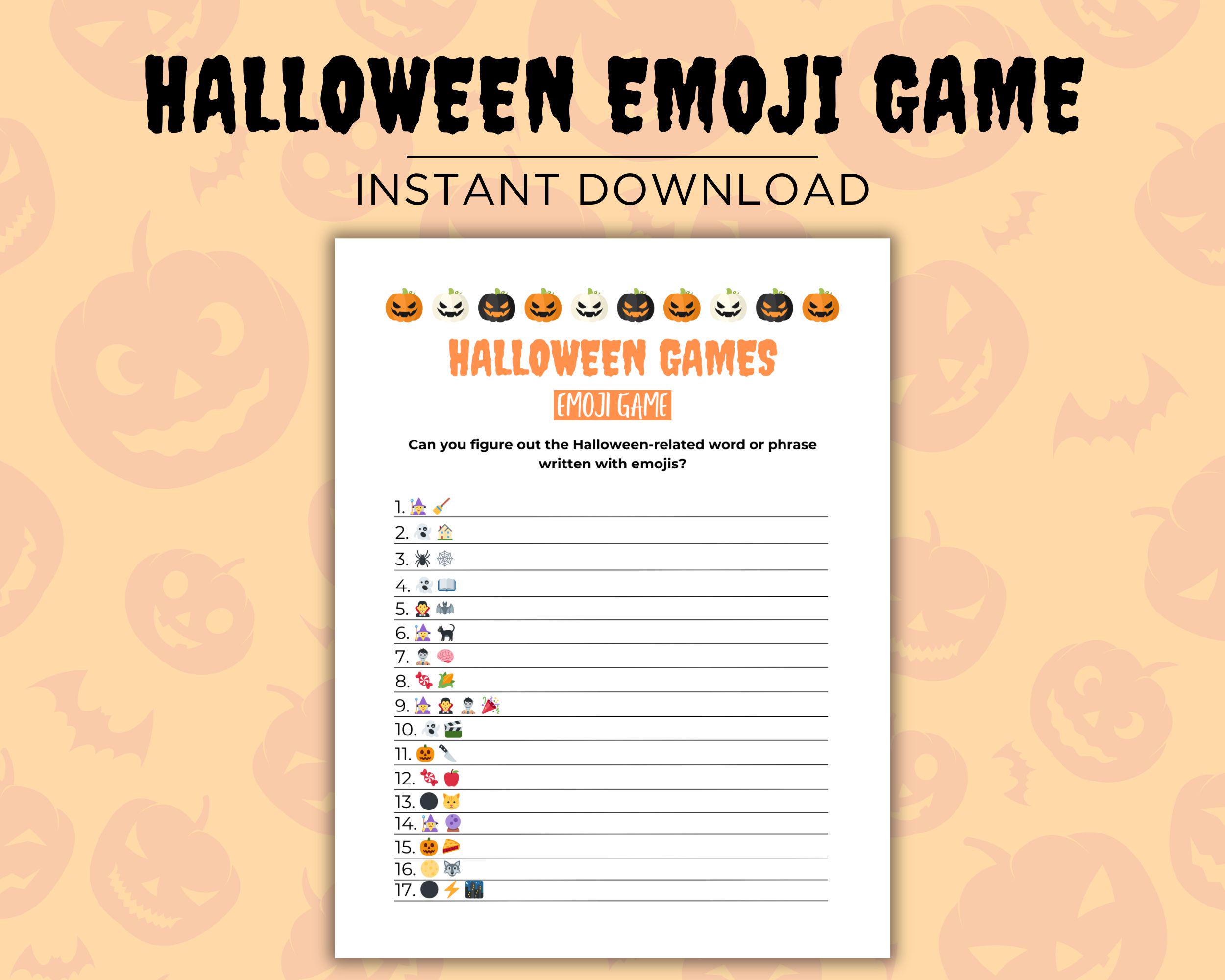 Halloween Emoji Game, Halloween Emoji Guessing Game, Halloween Party ...