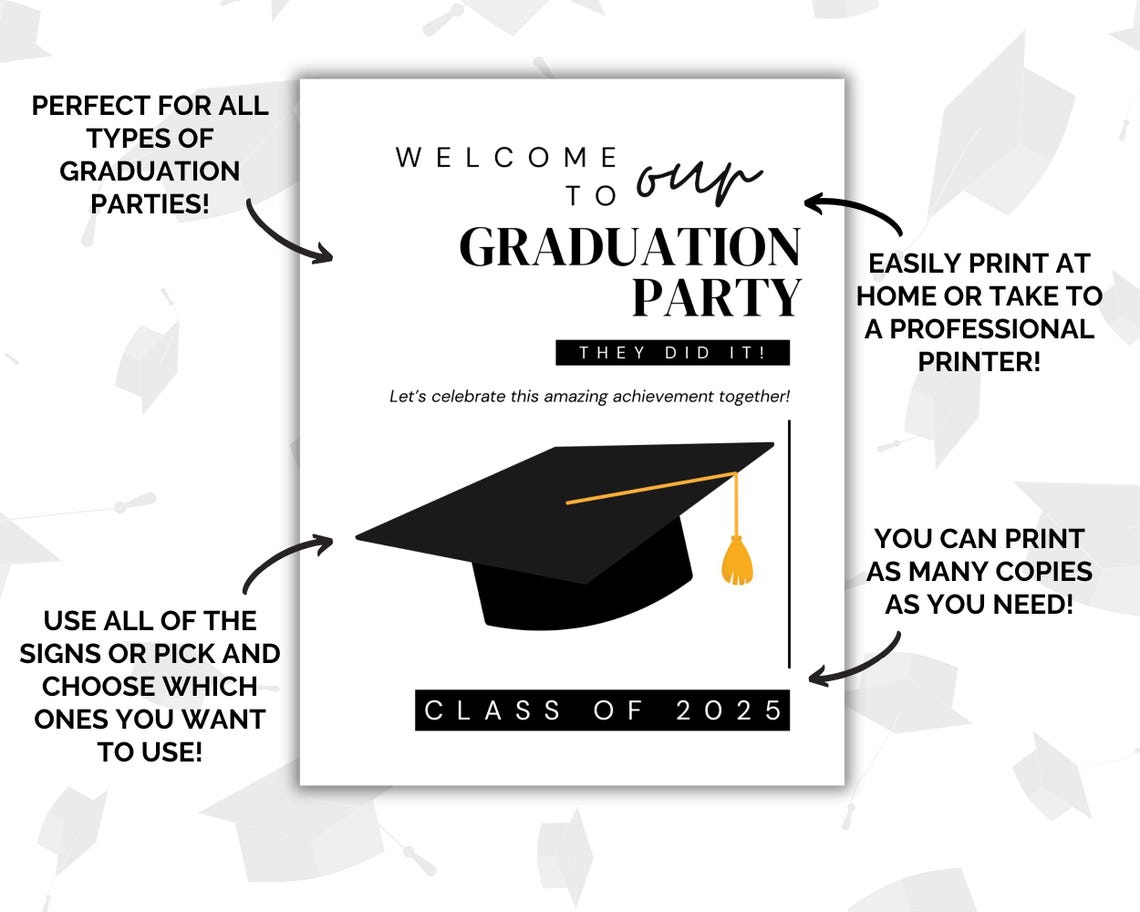 Graduation Party Signs, Grad Party Signs, Party Table Signs, Photo ...
