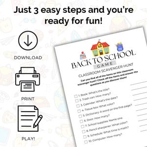 Back to School Classroom Scavenger Hunt, Classroom Treasure Hunt, Back ...
