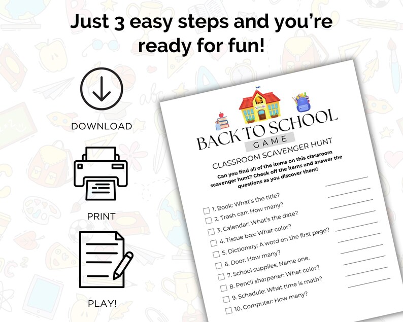 Back to School Classroom Scavenger Hunt, Classroom Treasure Hunt, Back ...