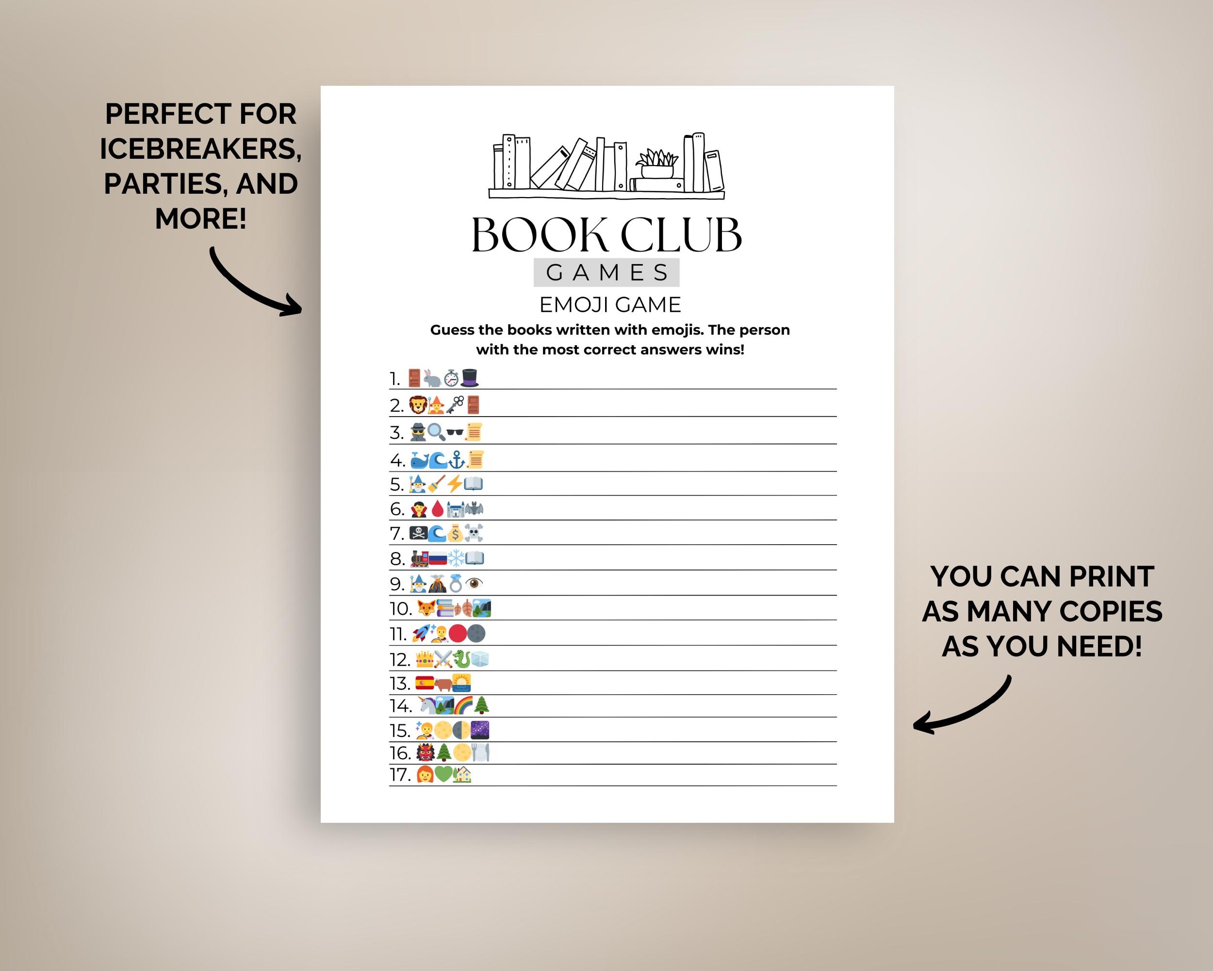 Book Club Emoji Game, Book Title Emoji Game, Emoji Guessing Game, Book ...
