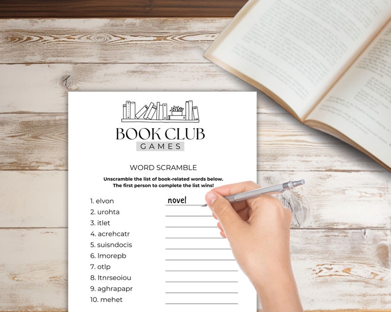 Book Club Word Scramble Game, Book Club Icebreaker Game, Book Club ...