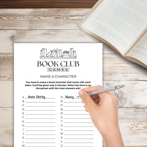 Book Club Name a Character Game, Book Club Icebreaker Game, Book Club ...