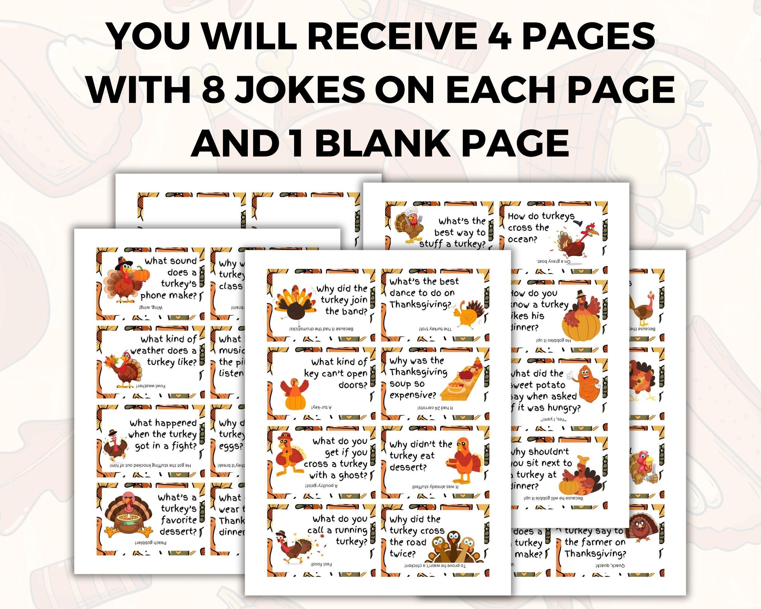 Thanksgiving Lunchbox Jokes, Lunch Box Notes, Printable Lunch Notes for ...