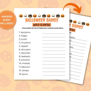 Halloween Word Scramble, Printable Halloween Word Scramble Game ...