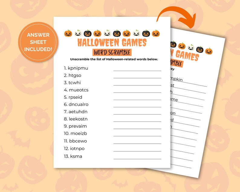Halloween Word Scramble, Printable Halloween Word Scramble Game ...