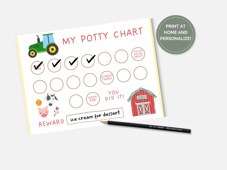 On the Farm Potty Training Chart, Potty Reward Chart, Potty Training ...