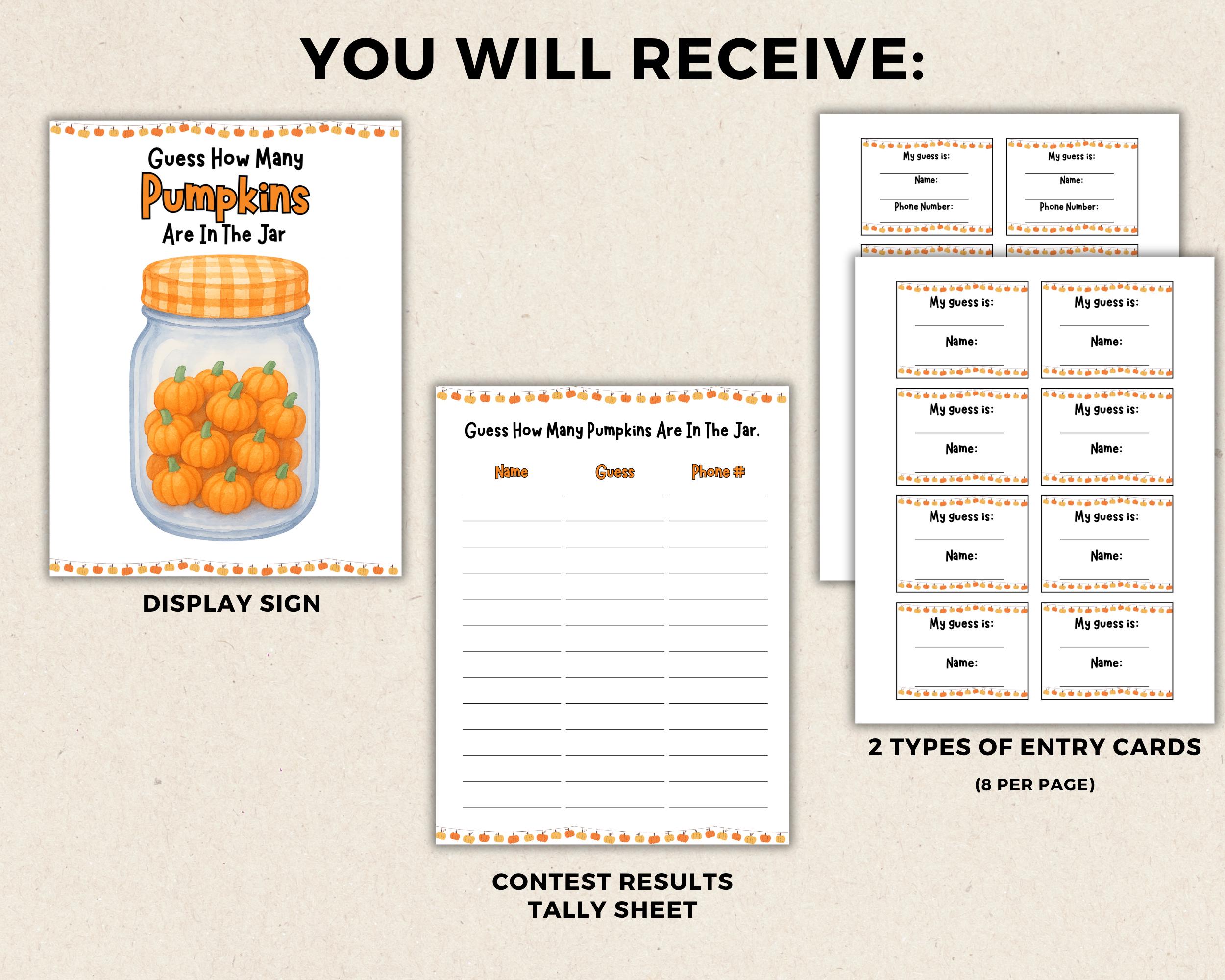 Guess How Many Candy Pumpkins in the Jar, Baby Shower Game, Kids ...