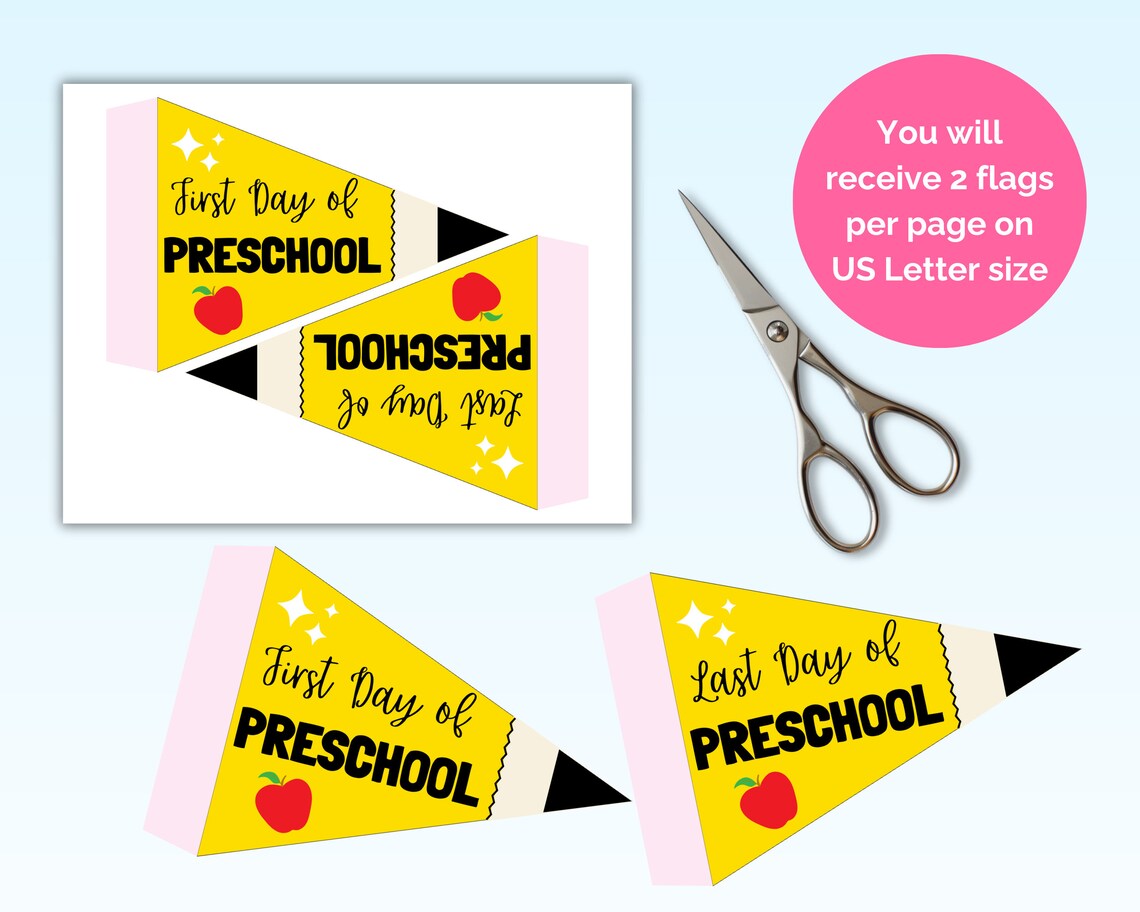 First Day of School Pennant Flags, Printable Back to School Flags, 1st ...