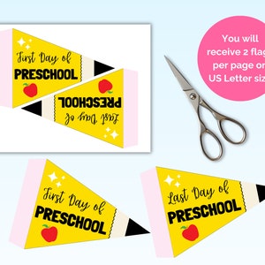 First Day of School Pennant Flags, Printable Back to School Flags, 1st ...