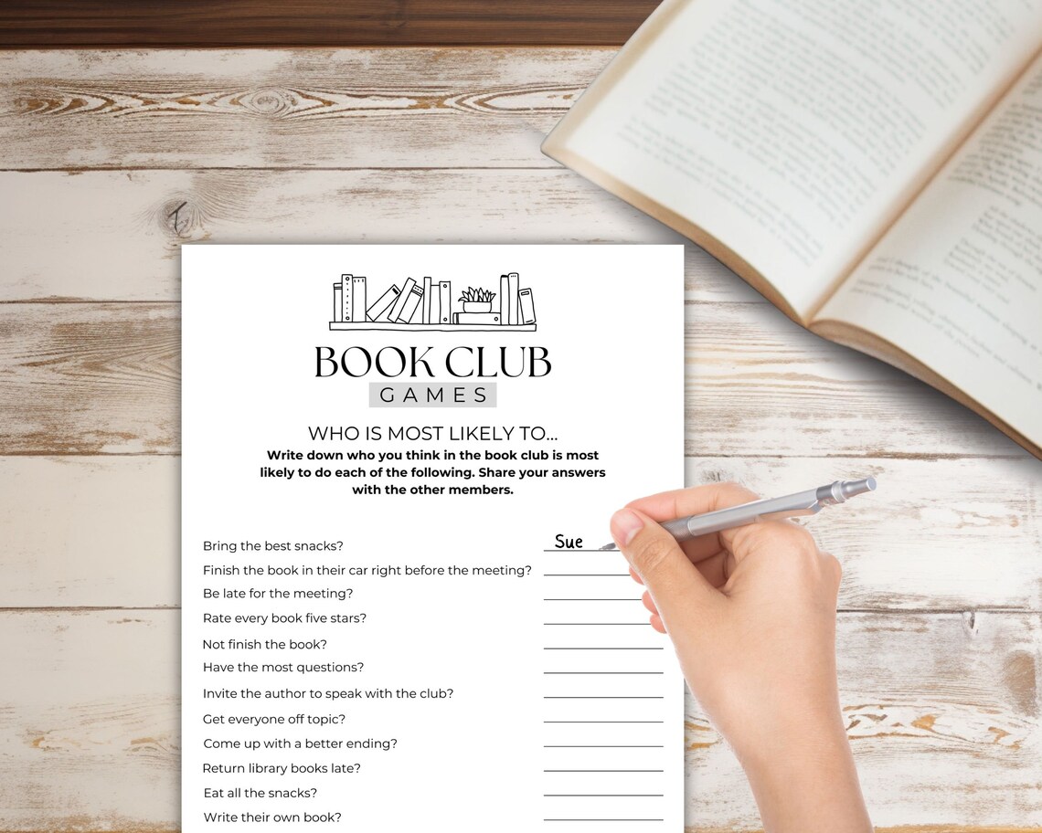 Book Club Who is Most Likely to Game, Book Club Icebreaker Game, Book ...
