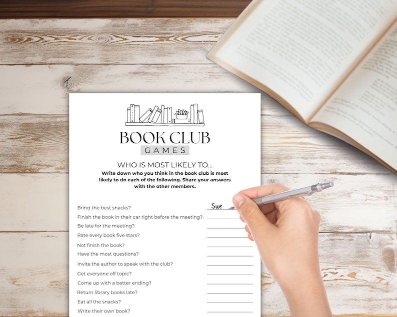 Book Club Who is Most Likely to Game, Book Club Icebreaker Game, Book ...