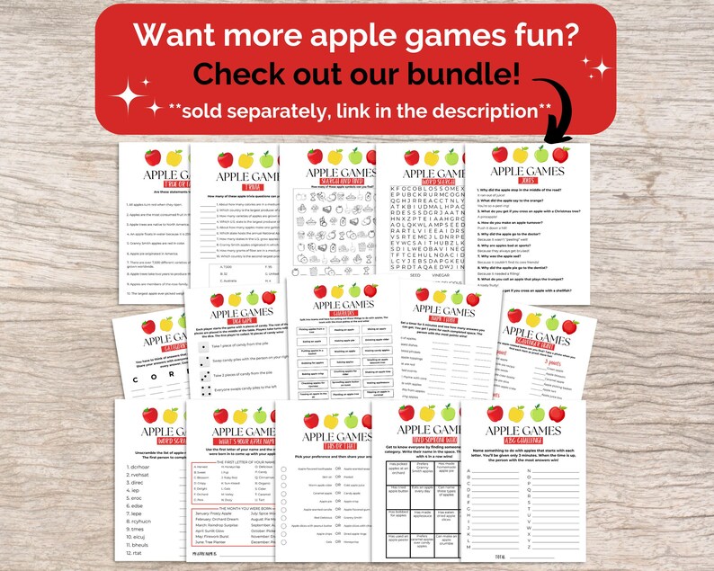 Apple Word Scramble, Apple Word Scramble Game, Apple Party Game, Fall ...