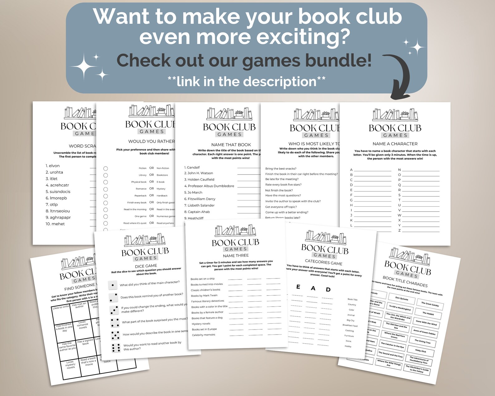 Book Club Discussion Guide, Book Review Guide, Book Club Printable ...