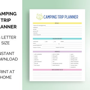 Camping Trip Planner, Printable Camping Planner, Camp Checklist, Camp ...