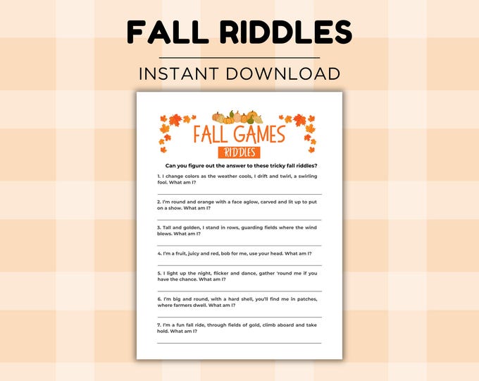 Fall Riddle Me This Game, Printable Autumn Game, Fall Riddles, Fall ...