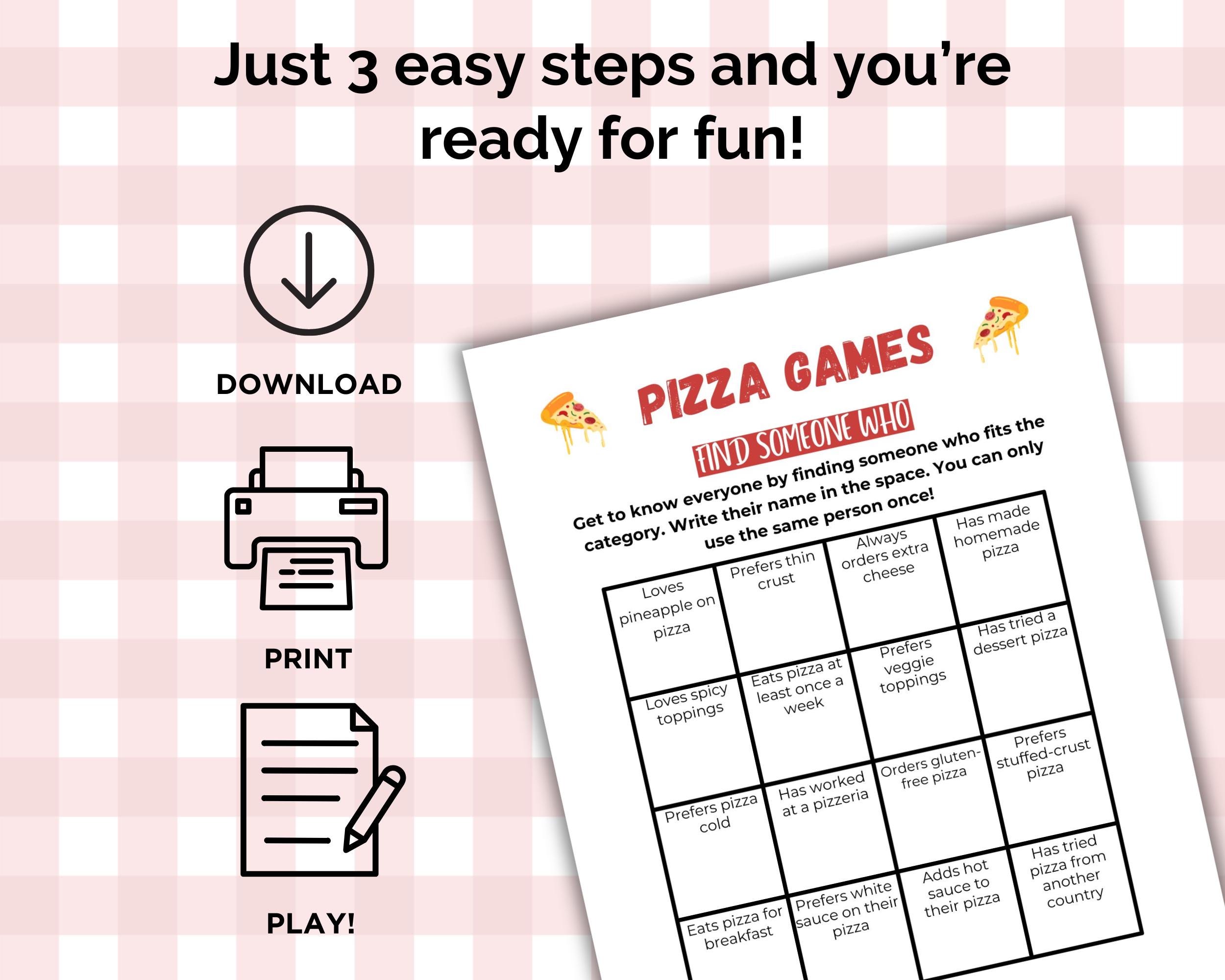 Pizza Find Someone Who Game, Pizza Find the Guest Bingo, Printable ...