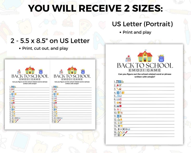 Back to School Emoji Game, Guess the Emoji Game, Emoji Guess Game ...