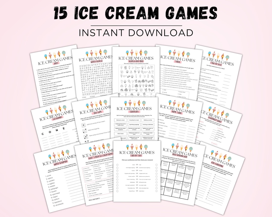 Ice Cream Games, Ice Cream Party Games, Ice Cream Game Printable, Ice ...