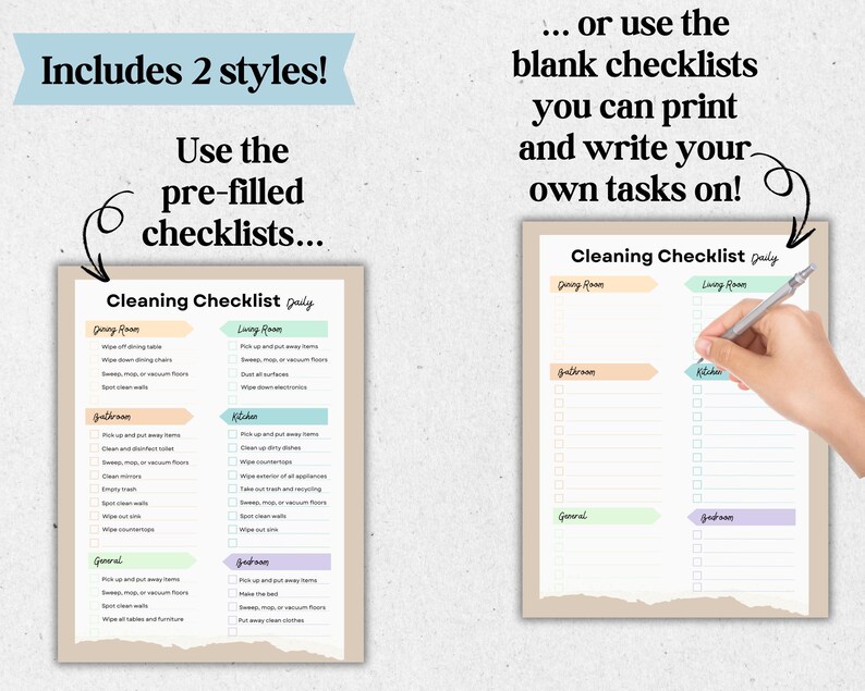Cleaning Checklist, Weekly Checklist, Printable Checklist, ADHD ...