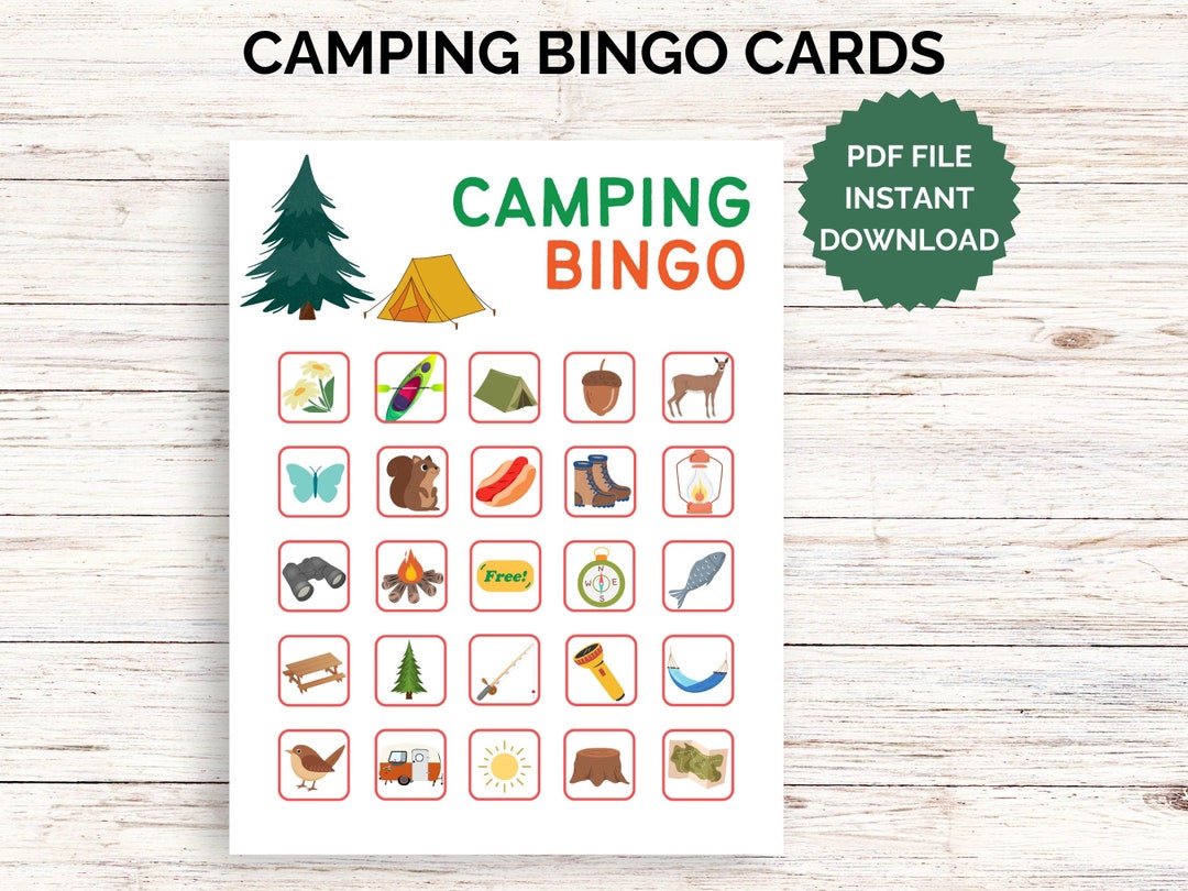 Camping Bingo, Printable Camping Trip Bingo Cards, Camping Trip Bingo ...